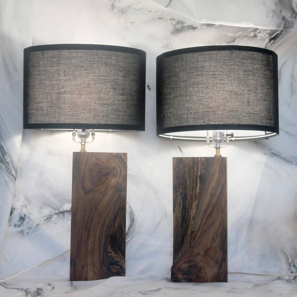 Live Edge Bocote Modern Geometry Lamps – Home